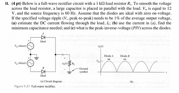 Solved II. (4 pt) Below is a full-wave rectifier circuit | Chegg.com