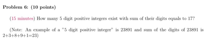 Solved Problem 6: (10 points) (15 minutes) How many 5 digit | Chegg.com