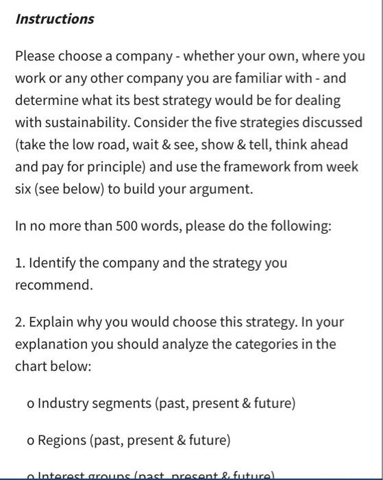 Solved Instructions Please choose a company - whether your | Chegg.com