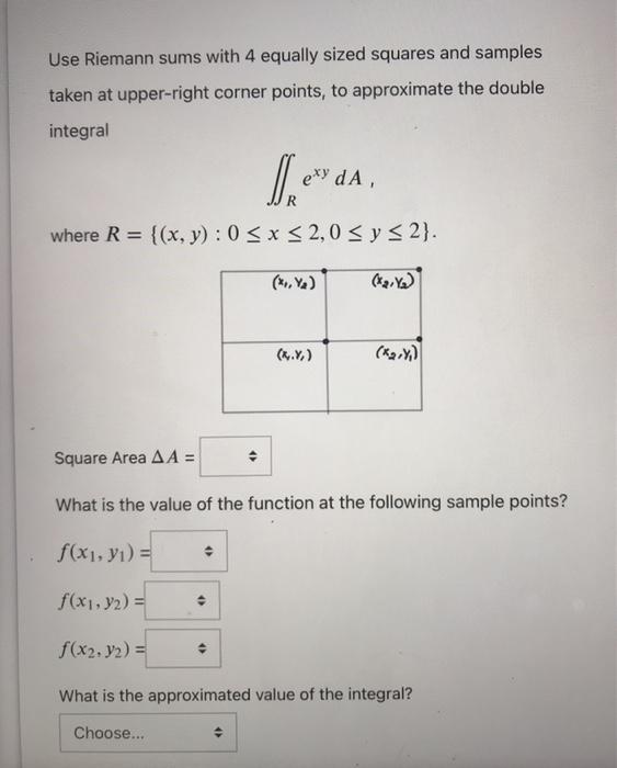 Solved Use Riemann sums with 4 equally sized squares and | Chegg.com
