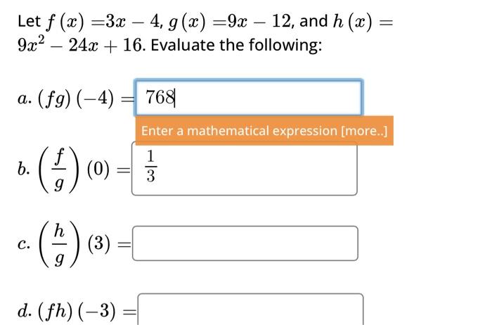 Solved Let F X 3x 4 G X 9x 12 And H X 9x²