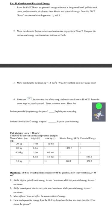 Solved Name: Energy Transfer and Transformation PhET Lab | Chegg.com