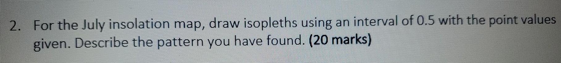 2. For the July insolation map, draw isopleths using | Chegg.com