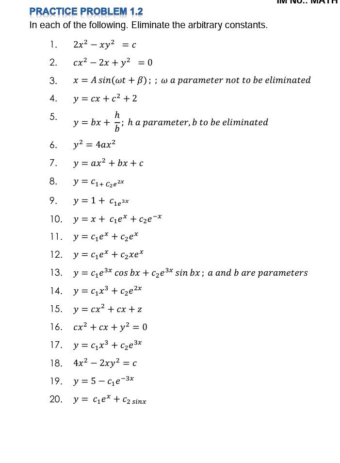 Solved PRACTICE PROBLEM 1.2 In each of the following. | Chegg.com Solved PRACTICE PROBLEM 1.2 In each of the following. | Chegg.com