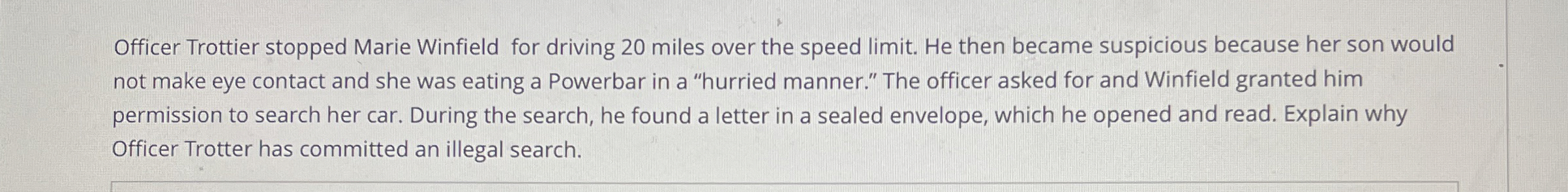Solved Officer Trottier stopped Marie Winfield for driving | Chegg.com