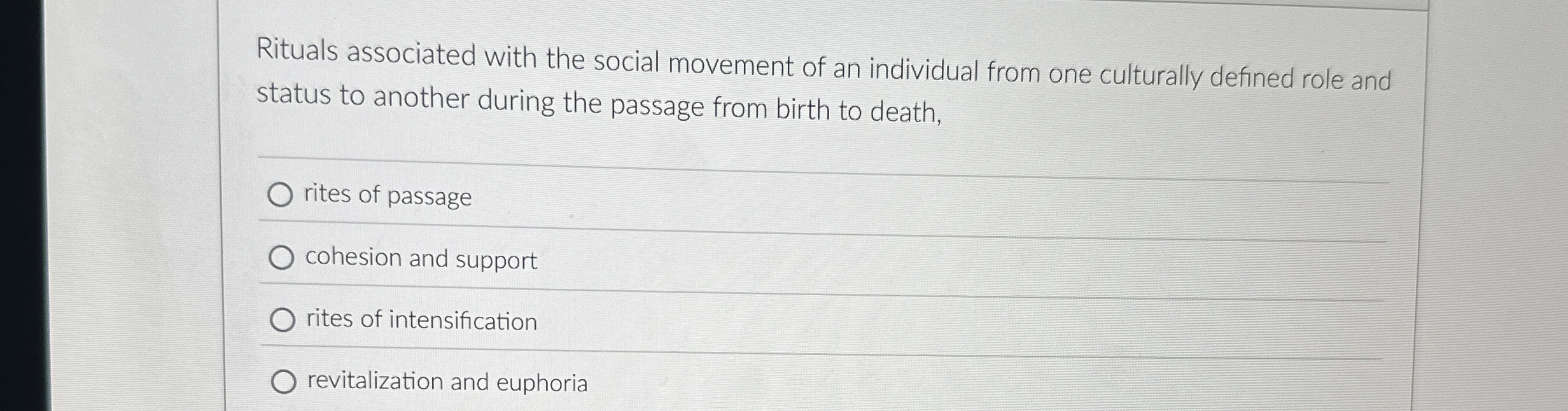 Solved Rituals associated with the social movement of an | Chegg.com