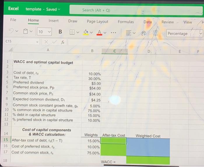 Solved Excel Online Structured Activity: WACC and optimal | Chegg.com