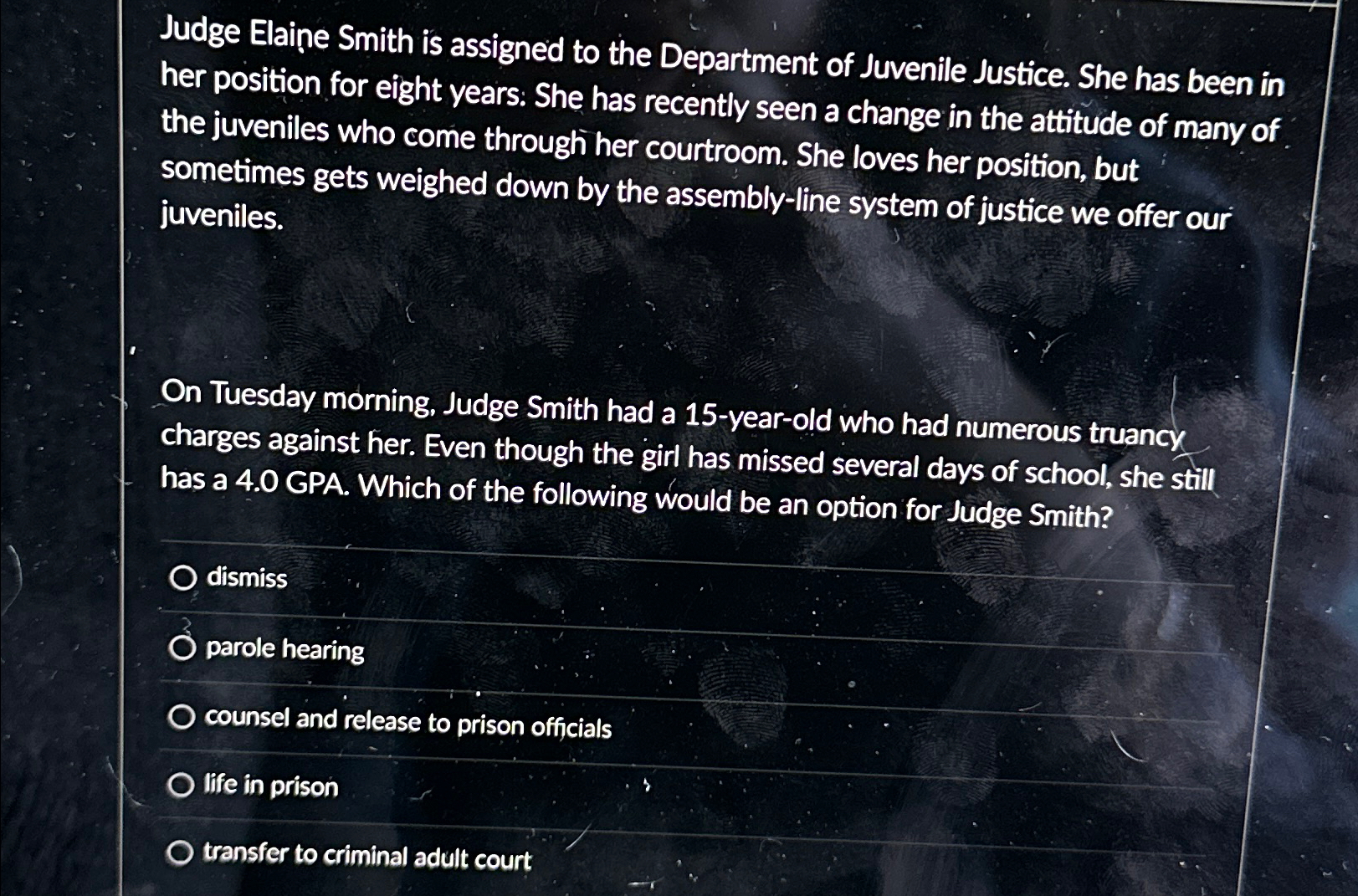 Solved Judge Elaine Smith is assigned to the Department of | Chegg.com