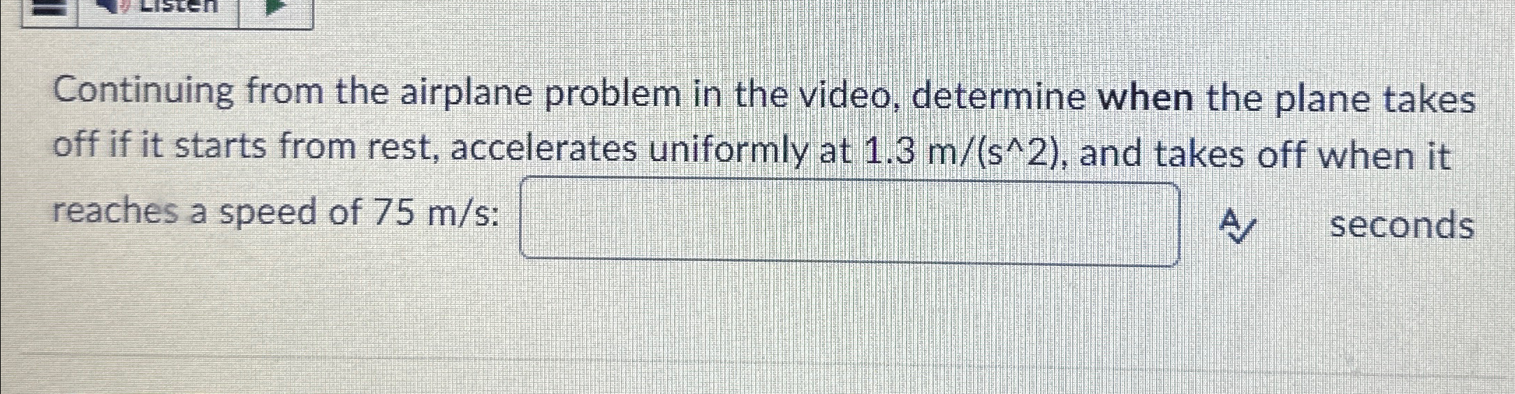 Solved Continuing from the airplane problem in the video, | Chegg.com