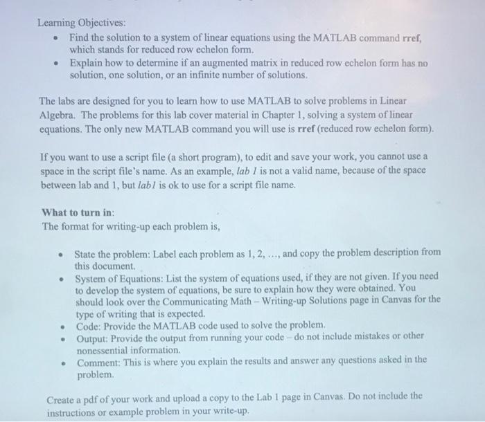 Solved Learning Objectives: • Find the solution to a system | Chegg.com