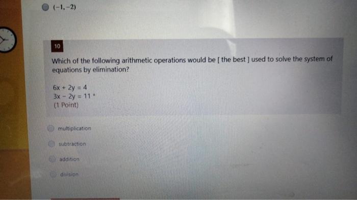 Solved 1-1,-2) 10 Which of the following arithmetic | Chegg.com