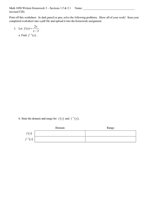 Solved Math 1050 Written Homework 3 - Sections 1.5 & 2.1 | Chegg.com