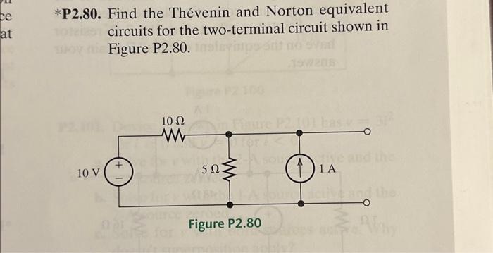 Solved *P2.80. Find the Thévenin and Norton equivalent | Chegg.com