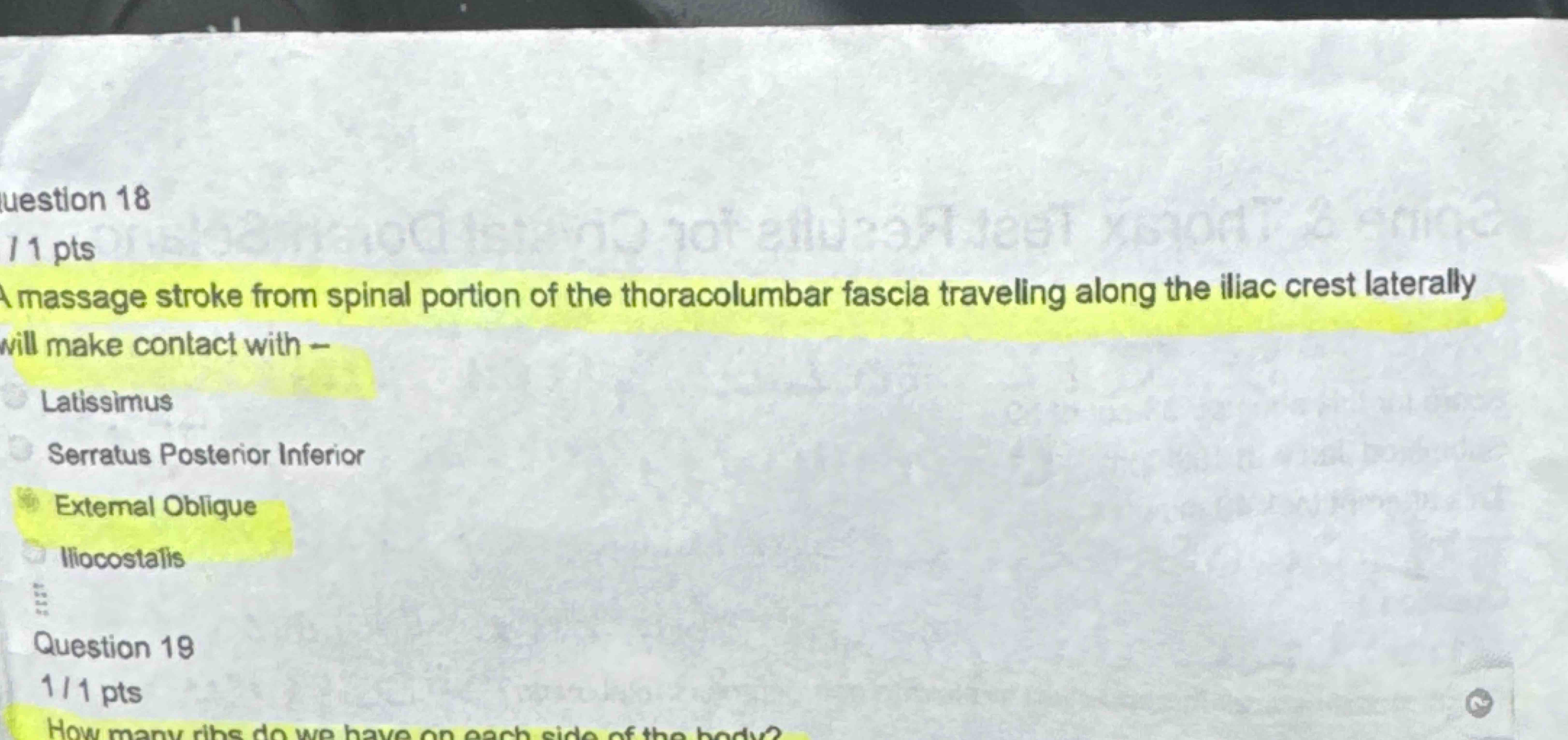 Solved massage stroke from spinal portion of the | Chegg.com