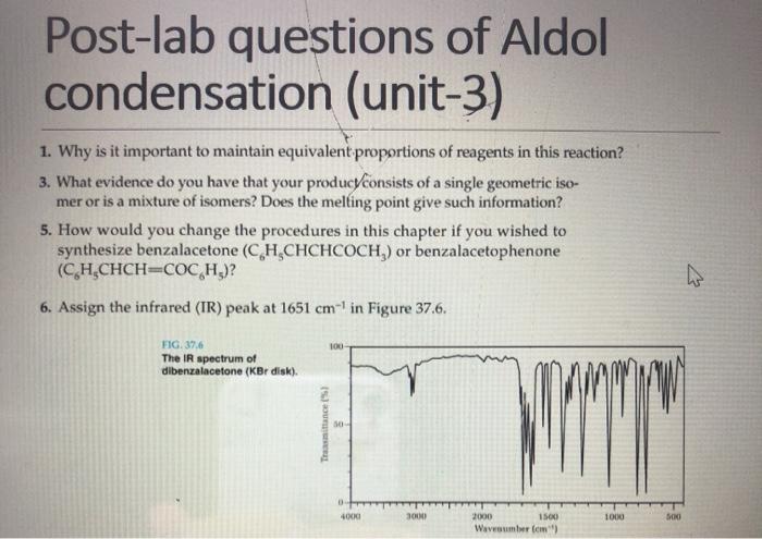 Solved Post-lab questions of Aldol condensation (unit-3) 1. | Chegg.com