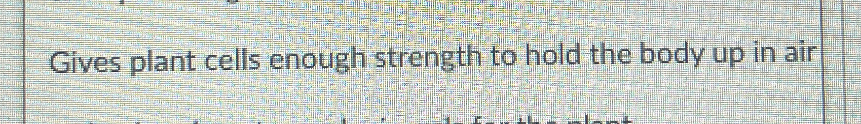 Solved what gives plant cells enough strength to hold the | Chegg.com