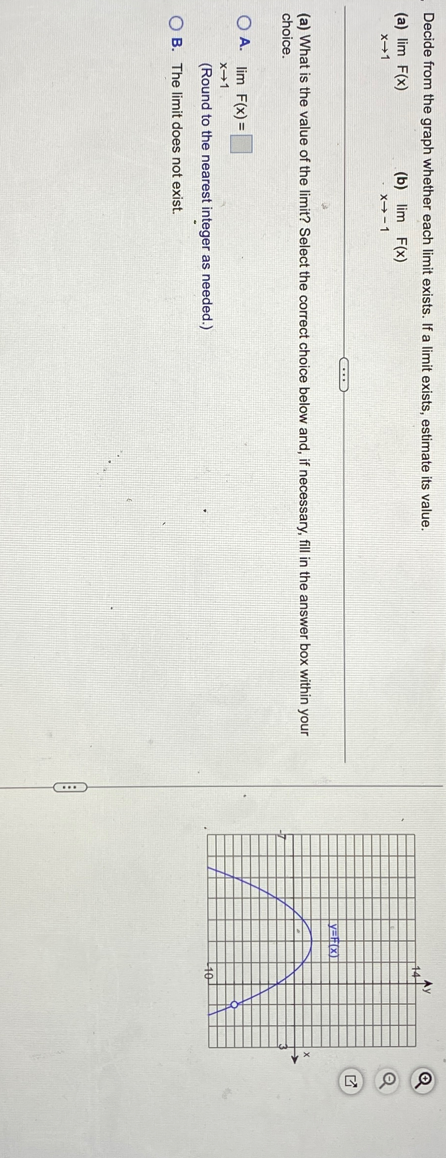 Solved DecDecide from the graph whether each limit exists. | Chegg.com