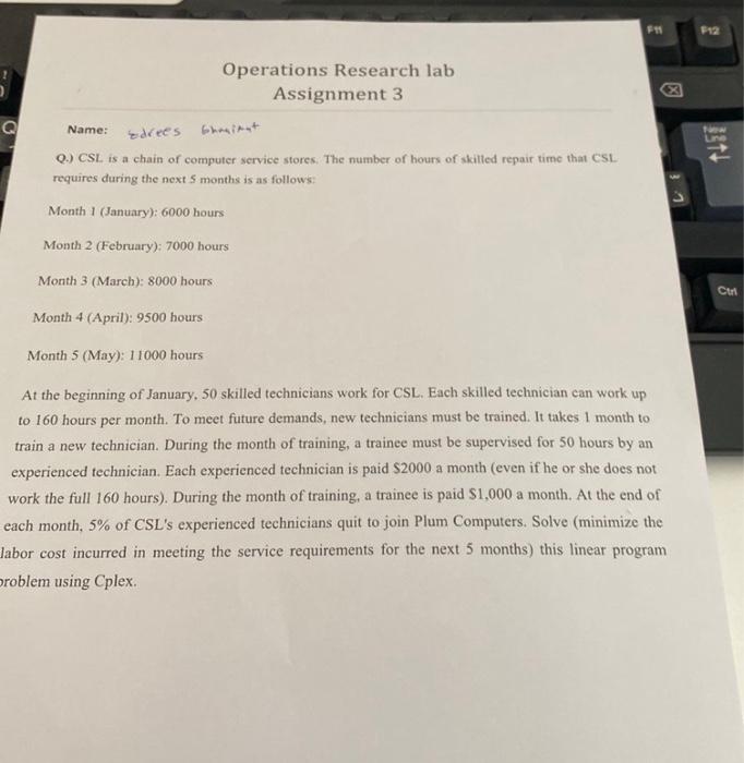 Solved Name: zdrees Ghmitat Q.) CSL is a chain of computer | Chegg.com