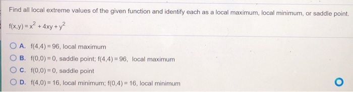 Solved Find all local extreme values of the given function | Chegg.com