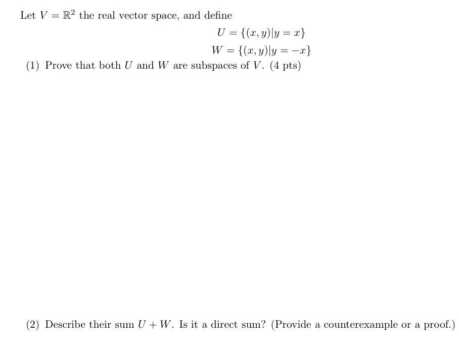 Solved Let V=R2 ﻿the real vector space, and | Chegg.com