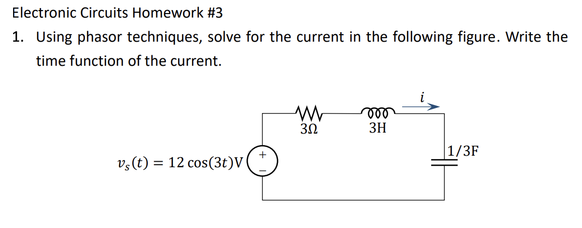 Solved Electronic Circuits Homework \#31. ﻿Using phasor | Chegg.com