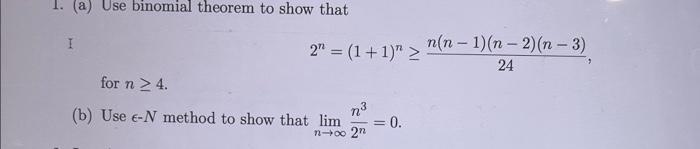 Solved (a) Use binomial theorem to show that | Chegg.com