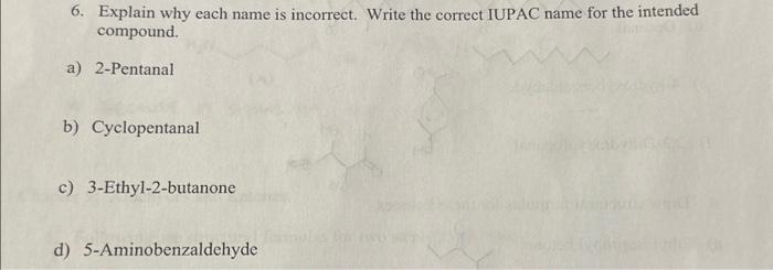 Solved 6. Explain why each name is incorrect. Write the | Chegg.com