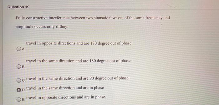 Solved Question 19 Fully constructive interference between | Chegg.com