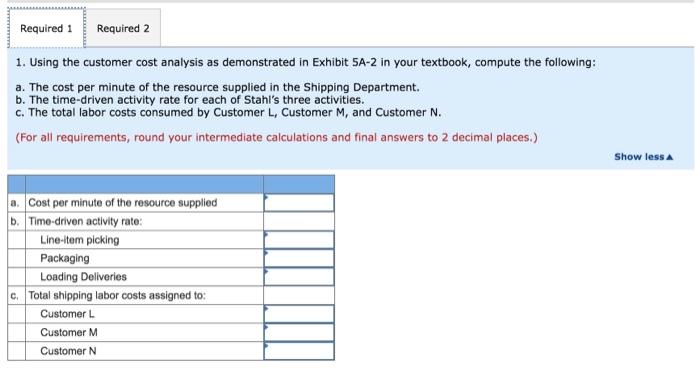 Solved Stahl Company is conducting a time-driven | Chegg.com