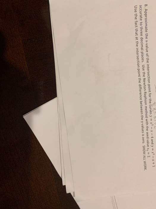 Solved 8. Approximate the x-value of the intersection point | Chegg.com