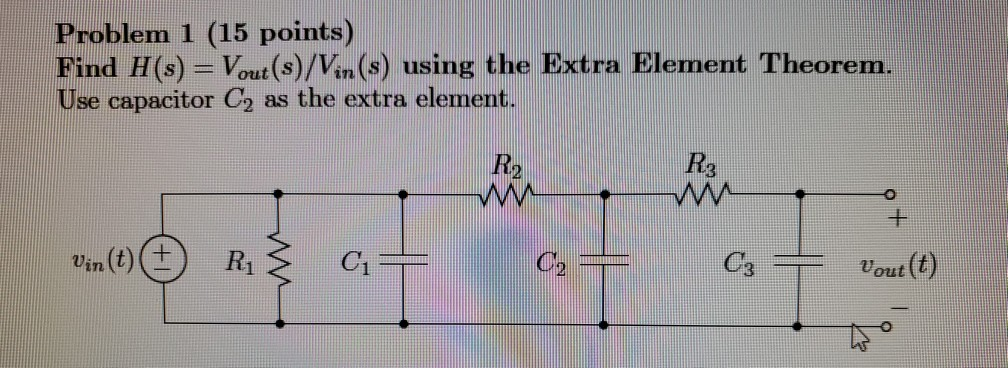 Solved Problem 1 (15 points) Find H(s) = Vout(s)/Vin(s) | Chegg.com