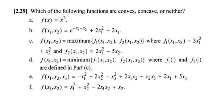 Solved Which of the following functions are convex, concave | Chegg.com