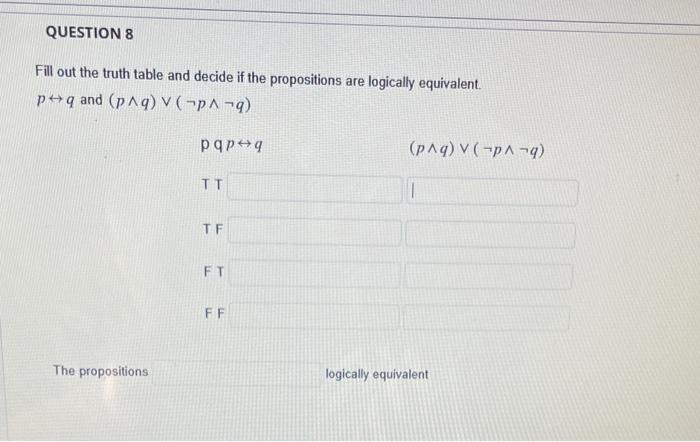 Solved Fill out the truth table and decide if the | Chegg.com