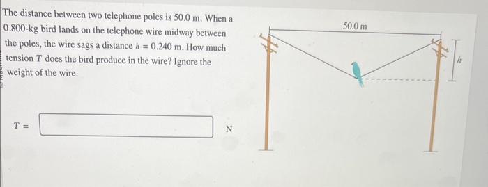 Solved The distance between two telephone poles is 50.0 m. | Chegg.com