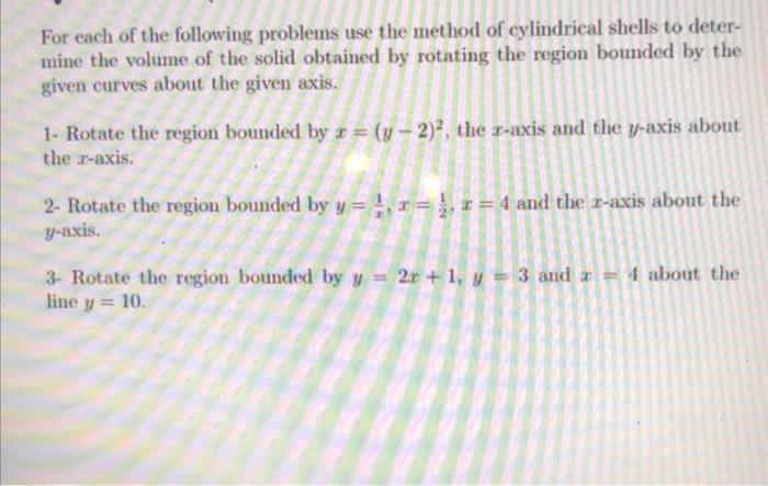 Solved For each of the following problems use the method of | Chegg.com