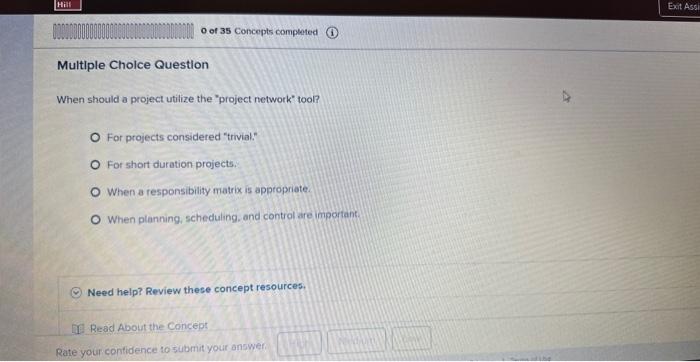 Solved When should a project utilize the "project network" | Chegg.com
