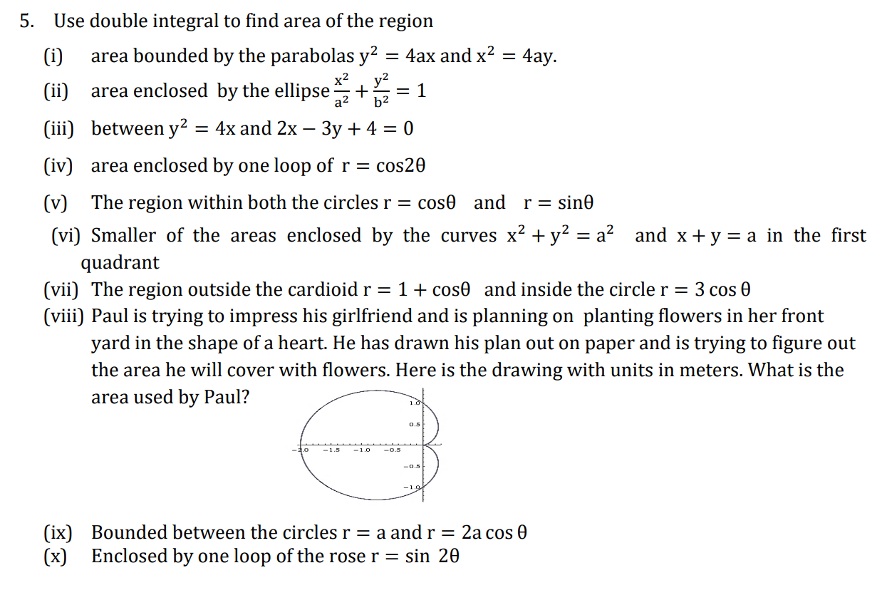 Solved Use double integral to find area of the region(i) | Chegg.com