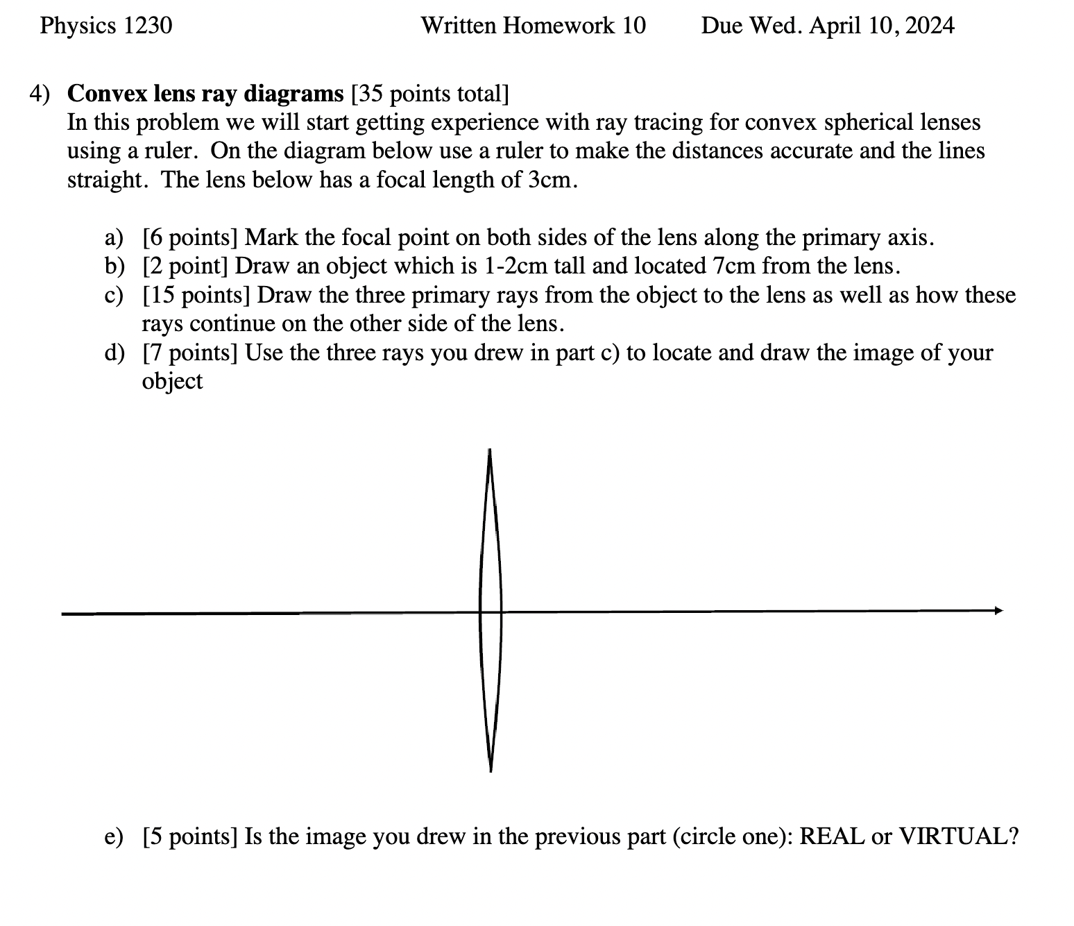 Solved Convex lens ray diagrams [35 ﻿points total]In this | Chegg.com