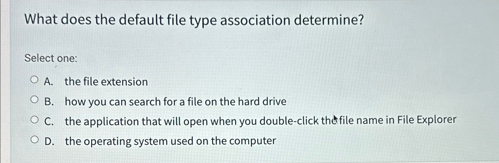 Solved What does the default file type association | Chegg.com