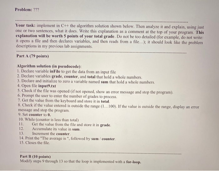 Solved Problem Your Task Implement In C The Algorithm 9294