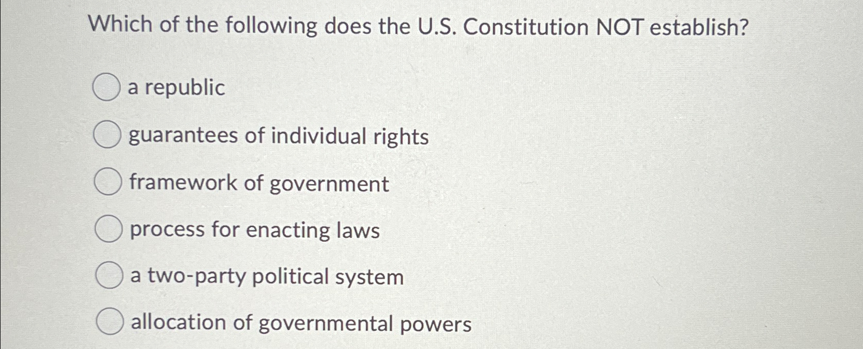 Solved Which of the following does the U.S. ﻿Constitution | Chegg.com