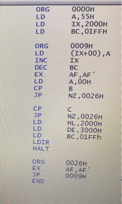 Solved Z80 ASSEMBLY LANGUAGE: please explain to me what this | Chegg.com