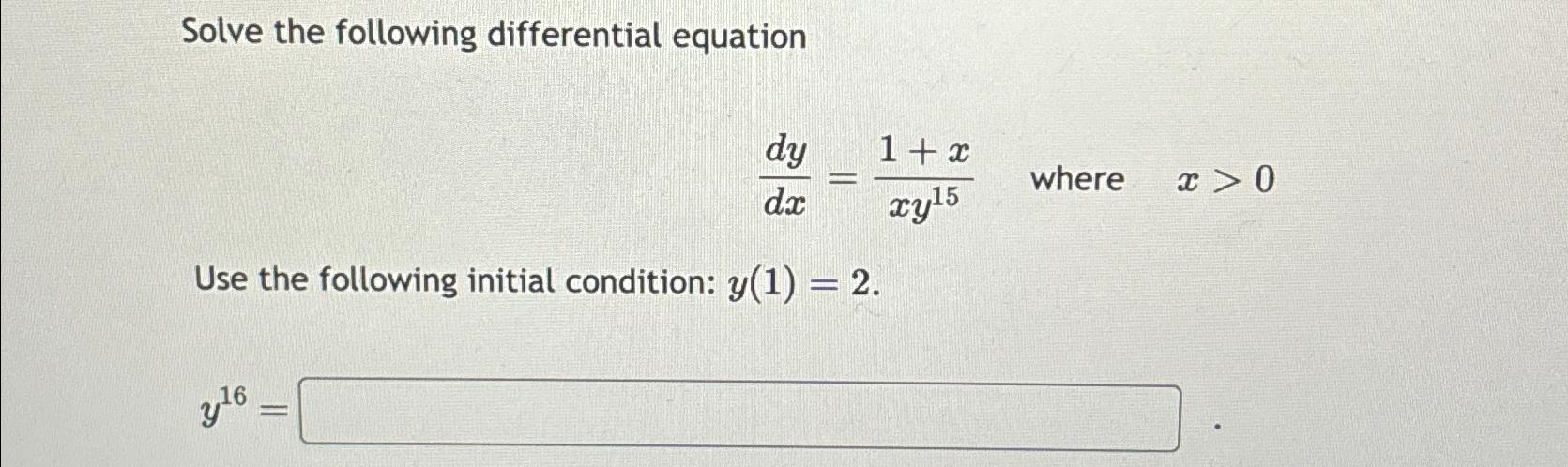 Solved Solve the following differential | Chegg.com