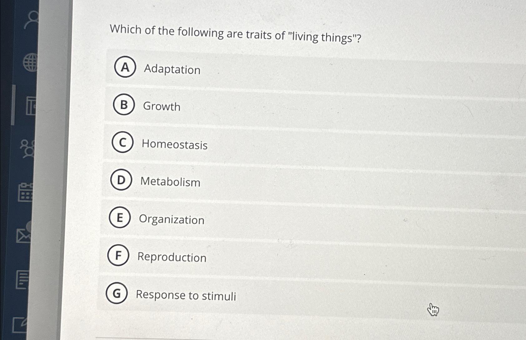 Solved Which of the following are traits of "living | Chegg.com