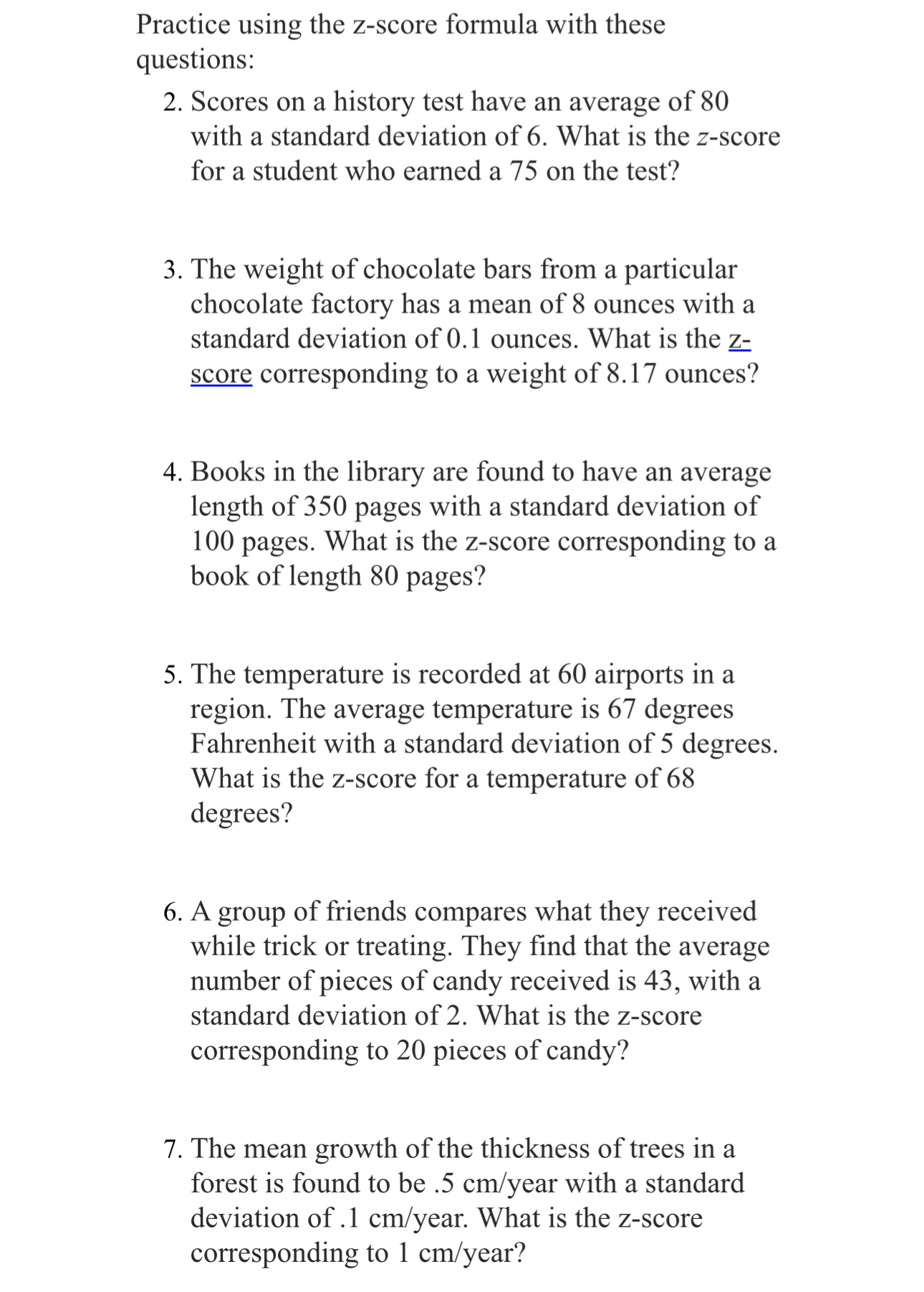 Solved Practice using the z-score formula with this | Chegg.com