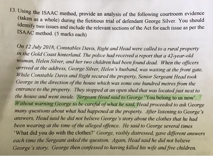 Solved 13. Using the ISAAC method, provide an analysis of | Chegg.com