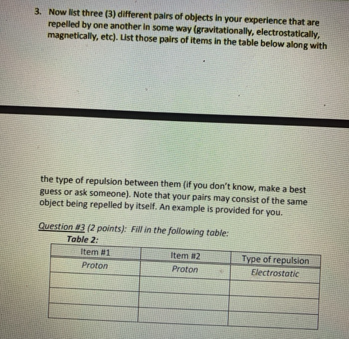 Solved 2. List three (3) different pairs of objects in your | Chegg.com
