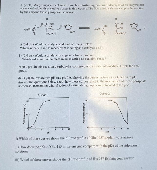 Solved 3. (2 pts) Many enzyme mechanisms involve | Chegg.com