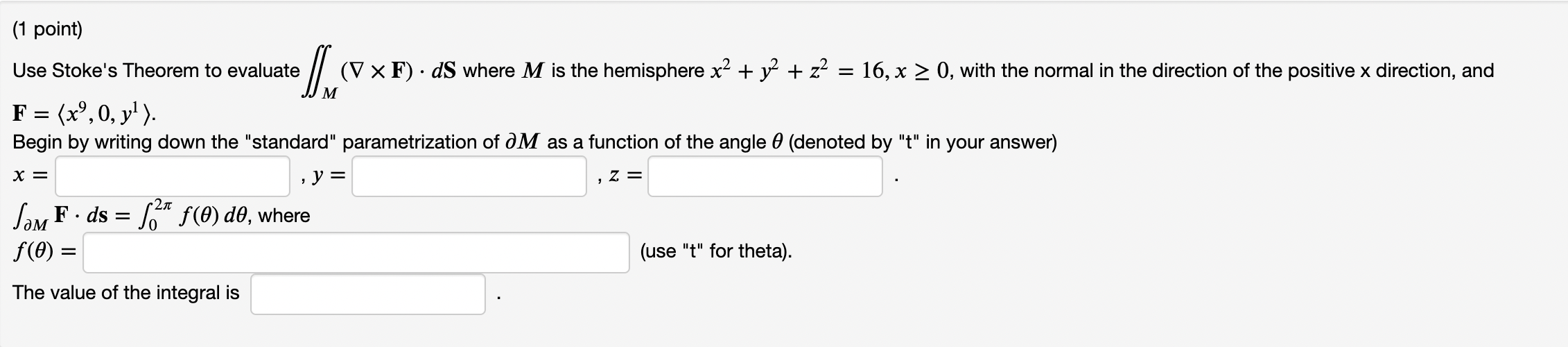 Solved (1 ﻿point)Use Stoke's Theorem to evaluate | Chegg.com