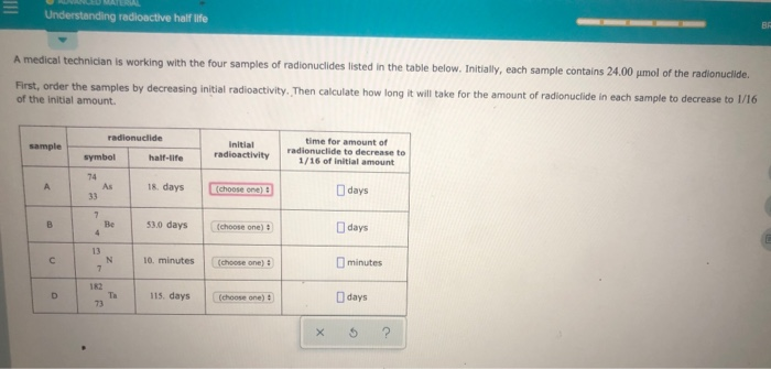 Solved Understanding radioactive half life A medical | Chegg.com